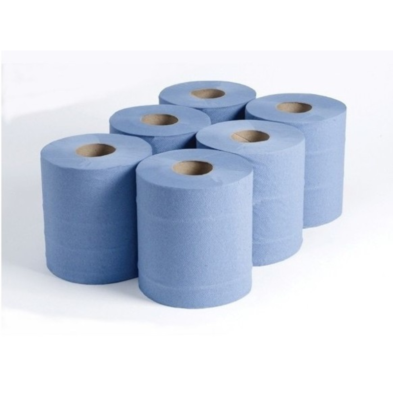 Blue 2 Ply Embossed Centrefeed Roll - Pack of 6