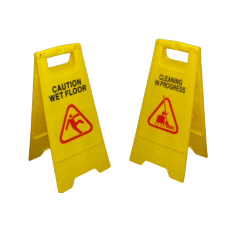 Yellow Plastic Folding Caution / Cleaning Floor Sign